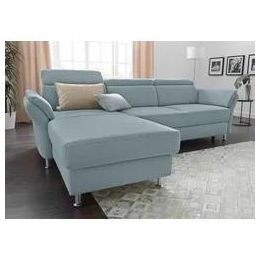 Sit & More Ecksofa SIT & MORE "Avignon L-Form" Sofas Gr. B/H/T: 259cm x 97cm x 172cm, Struktur, Recamiere links, mit Kopfteilverstellung-mit Bettfunktion, blau (aqua) Kopfteilverstellung, wahlweise mit Bettfunktion und Bettkasten