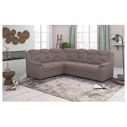 Ecksofa COTTA "Marcus L-Form" Sofas Gr. B/H/T: 263cm x 99cm x 211cm, Microfaser bedruckt, langer Schenkel rechts, Ohne Bettfunktion-ohne Schubkasten, braun (mud) Bequemes Ecksofa in klassischem Design mit hoher Rückenlehne