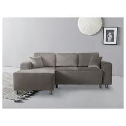 Guido Maria Kretschmer Home & Living Ecksofa GUIDO MARIA KRETSCHMER HOME & LIVING "Györ" Sofas Gr. B/H/T: 235cm x 88cm x 160cm, Samtoptik, Recamiere links, mit Bettfunktion-mit Bettkasten, grau (hellgrau) L-Form, wahlweise mit Bettfunktion und Bettkasten incl. 2 Zierkissen