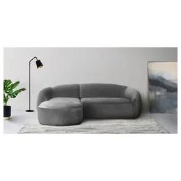 Ecksofa LeGer Home by Lena Gercke "Yani L-Form" Sofas Gr. B/H/T: 255cm x 81cm x 170cm, Samtoptik, Recamiere links, grau (dunkelgrau) organische Form, auch in Bouclé