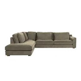 Ecksofa furninova "Grande" Sofas Gr. B/H/T: 321cm x 84cm x 271cm, Velours EROS, Ottomane links, grau (stone) besonders guter Komfort durch lose, doppelte Rückenkissen