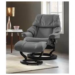 Relaxsessel stressless "Reno" Sessel Gr. Microfaser DINAMICA, Classic Base Schwarz-L, Relaxfunktion-Drehfunktion-PlusTMSystem-Gleitsystem, B/H/T: 88cm x 98cm x 78cm, grau (dark grey dinamica) mit Classic Base, Größe S, M & L, Gestell Schwarz