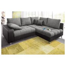 Ecksofa MR. COUCH "Tobi L-Form" Sofas Gr. B/H/T: 226cm x 75cm x 105cm, Microfaser PRIMABELLE, Ottomane rechts, mit Bettfunktion, schwarz (schwarz/grau) wahlweise mit Kaltschaum (140kg BelastungSitz) und Bettfunktion