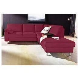 Sit & More Ecksofa SIT & MORE "Belfort L-Form" Sofas Gr. B/H/T: 243cm x 88cm x 218cm, Luxus-Microfaser ALTARA NUBUCK, Ottomane rechts, ohne Funktion, rot (bordeaux) wahlweise mit Vorziehsitz und Bettkasten