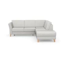 Sit & More Ecksofa SIT & MORE "Visby L-Form" Sofas Gr. B/H/T: 248cm x 87cm x 213cm, Soft clean, Ottomane rechts, mit Bettfunktion-mit Stauraum, grau (hellgrau) Wahlweise mit Bettfunktion und Stauraum, frei im Raum stellbar