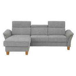 Ecksofa Home Affaire "Conville L-Form" Sofas Gr. B/H/T: 256cm x 84cm x 167cm, Webstoff, Recamiere links, inkl.Kopfteilverstellung, mit Bettfunktion und Bettkasten, grau Federkern, wahlweise mit Bettfunktion und Bettkasten bzw. Stauraum