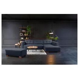 Ecksofa Tom Tailor HOME "HEAVEN CHIC XL" Sofas Gr. B/H/T: 302cm x 85cm x 221cm, Struktur fein TBO, Recamiere rechts, ohne Bettfunktion-ohne Bettkasten, blau (schwarz navy tbo 6) aus der COLORS COLLECTION, wahlweise mit Bettfunktion & Bettkasten