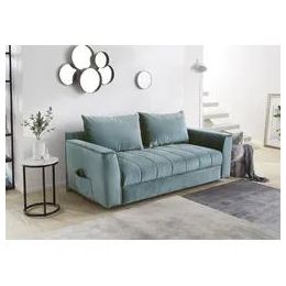 Jockenhöfer Schlafsofa JOCKENHÖFER GRUPPE "Rick" Sofas Gr. B/T: 188cm x 91cm, Samtoptik, blau (petrol) Platzsparendes Sofa mit Gästebettfunktion, Federkernpolsterung