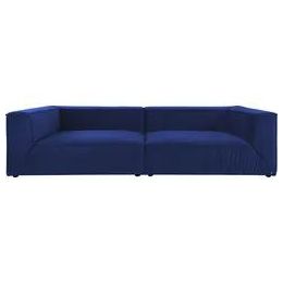 Big-Sofa Tom Tailor HOME "BIG CUBE" Sofas Gr. B/H/T: 270cm x 66cm x 129cm, Samtstoff TSV, mit Sitztiefenverstellung, blau (cobalt tsv 66) in 2 Breiten, wahlweise mit Sitztiefenverstellung, Tiefe 129 cm