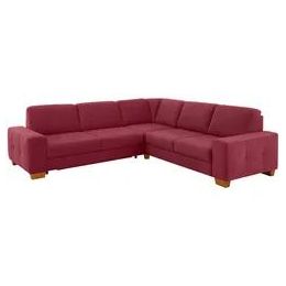 Ecksofa Home Affaire "Puccini L-Form" Sofas Gr. B/H/T: 276cm x 86cm x 271cm, Luxus-Microfaser, ohne Bettfunktion-ohne Schubladen, rot (bordeaux) mit Federkern, Sitztiefenverstellung, Kontrastnaht