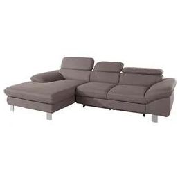 Ecksofa COTTA "Driver L-Form" Sofas Gr. B/H/T: 268cm x 73cm x 169cm, Struktur, Recamiere links, mit Kopfteilverstellung-ohne Bettfunktion und Bettkasten, braun mit Kopfteilverstellung, wahlweise Bettfunktion