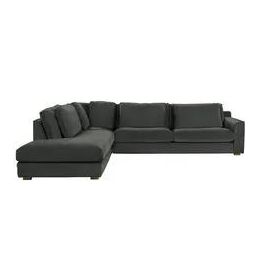 Ecksofa furninova "Grande" Sofas Gr. B/H/T: 321cm x 84cm x 271cm, Velours EROS, Ottomane links, grau (anthrazit) besonders guter Komfort durch lose, doppelte Rückenkissen