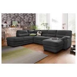 Wohnlandschaft COTTA "Royale U-Form" Sofas Gr. B/H/T: 316cm x 90cm x 93cm, Kunstleder SOFTLUX, Ottomane links, mit Bettfunktion, schwarz wahlweise mit Bettfunktion