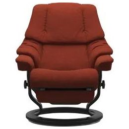 Relaxsessel stressless "Reno" Sessel Gr. ROHLEDER Stoff Q2 FARON, PowerTM Leg & Back-Classic Base Schwarz, B/H/T: 88cm x 98cm x 77cm, rot (rust q2 faron) elektrisch verstellbar, optional 2-motorisch, Größe M & L