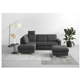 Ecksofa Home Affaire "Summer L-Form" Sofas Gr. B/H/T: 236 cm x 91 cm x 170 cm, Breitcord, Ottomane links, ohne Bettfunktion-ohne Bettkasten-mit Federkern, grau mit Ottomane, wahlweise Bettfunktion und Bettkasten, Cord-Bezug