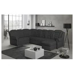 Wohnlandschaft Home Affaire "Boston U-Form" Sofas Gr. B/H/T: 333 cm x 102 cm x 216 cm, Kunstleder SOFTLUX, langer Schenkel links-Recamiere rechts, Ohne Bettfunktion-ohne Schubkasten, schwarz (black) Gemütliche Wohnlandschaft mit hoher Rückenlehne in klassischem Design