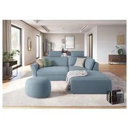 Sit & More Ecksofa SIT & MORE "Cadabra L-Form" Sofas Gr. B/H/T: 243cm x 80cm x 198cm, Soft clean, Ottomane rechts, blau (hellblau) Breite 243 cm, inklusive Sitztiefenverstellung