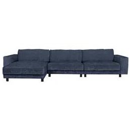 Ecksofa furninova "Samba schön bequem und hochwertig verarbeitet" Sofas Gr. B/H/T: 353cm x 74cm x 163cm, Velours, Recamiere links, ohne Bettfunktion, blau (ocean) mit toller Kedernaht, im skandinavischen Design, L-Form