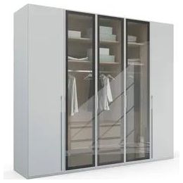 Drehtürenschrank Rauch "Kleiderschrank Schrank Garderobe SKAT SHINE mit hochwertigem" Schränke Gr. B/H/T: 251cm x 223cm x 63cm, 5 St., grau (seidengrau) transparentem Grauglas inkl. umfangreichem Zubehör MADE IN GERMANY