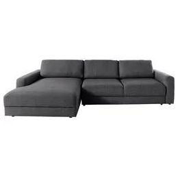 Ecksofa Places of Style "Bloomfield, L-Form" Sofas Gr. B/H/T: 303cm x 84cm x 176cm, Struktur grob, mega-Recamiere links, XL mit Bettfunktion und Bettkasten, schwarz (obsidian) wahlweise mit Bettfunktion und Bettkasten