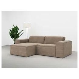 Ecksofa RAUM.ID "Norvid" Sofas Gr. B/H/T: 225cm x 75cm x 153cm, Struktur weich, Chaiselongue links, mit Komfortschaum, grau (taupe) modular, wahlweise mit Kaltschaum, Komfortschaum oder Taschenfederkern