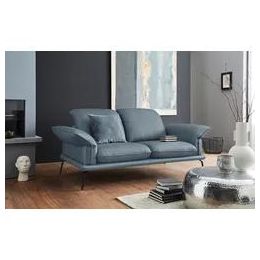 2-Sitzer W.Schillig "sherry" Sofas Gr. B/H/T: 194cm x 81cm x 114cm, Longlife Xtra-Leder Z69, mit Kopfteilverstellung-mit Armlehnenverstellung, blau (blau z69) Kopfstützenverstellung, Metallfüße in Schwarz, Breite 194 cm