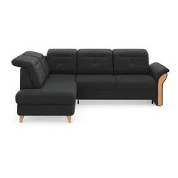 Ecksofa Home Affaire "Dangast L-Form" Sofas Gr. B/H/T: 269cm x 92cm x 200cm, Struktur, Ottomane links, mit Bettfunktion und Bettkasten-ohne Relaxfunktion, grau (anthrazit) Kopfteilverstellung, wahlweise mit motorischer Relaxfunktion