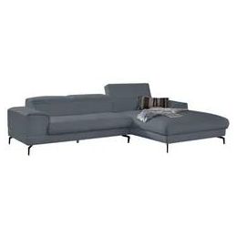 Ecksofa W.Schillig "piedroo" Sofas Gr. B/H/T: 303cm x 70cm x 193cm, Longlife Xtra-Leder Z69, Longchair rechts, mit Kopfteilverstellung-mit motorischer Sitztiefenverstellung, blau (blau z69) Kopfteilverstellung, wahlweise mit Sitztiefenverstellung, Breite 303cm