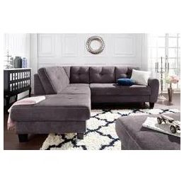 Sit & More Ecksofa SIT & MORE "Varese L-Form", grau (fango), B:240cm H:91cm T:214cm, Luxus-Microfaser (100% Polyester)IStruktur fein (100% Polyester)IFlachgewebe (95% Polyester, 5% Polyamid), Sofas, mit Federkern, wahlweise mit Bettfunktion und Stauraum