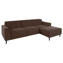 Ecksofa DOMO collection "Amora L-Form" Sofas Gr. B/H/T: 268cm x 81cm x 159cm, Luxus-Microfaser, Recamiere rechts, ohne Funktion, braun (dunkelbraun) mit Recamiere, inklusive komfortablem Federkern