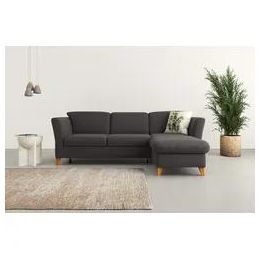 Ecksofa Home Affaire "Trelleborg L-Form" Sofas Gr. B/H/T: 249cm x 86cm x 162cm, Luxus-Microfaser Euphoria, Recamiere rechts, mit Bettfunktion-mit Bettkasten, grau (fango) Federkern-Polsterung, wahlweise mit Bettfunktion und Bettkasten