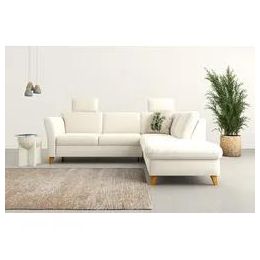 Ecksofa Home Affaire "Trelleborg L-Form" Sofas Gr. B/H/T: 252cm x 86cm x 213cm, Struktur fein, Ottomane rechts, mit Bettfunktion-mit Stauraum, beige (creme) Federkern-Polsterung, wahlweise mit Bettfunktion und Stauraum