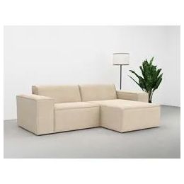 Ecksofa RAUM.ID "Norvid" Sofas Gr. B/H/T: 225cm x 75cm x 153cm, Struktur weich, Chaiselongue rechts, mit Komfortschaum, beige (natural) modular, wahlweise mit Kaltschaum, Komfortschaum oder Taschenfederkern