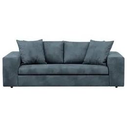 2-Sitzer Andas "SLEETLAND XXL in Samtvelours oder Vintage-Leder-Optik" Sofas Gr. B/H/T: 230 cm x 72 cm x 113 cm, Kunstleder, blau besonders groß und bequem