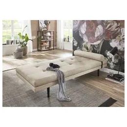 Chaiselongue ATLANTIC HOME COLLECTION "Bergen", beige (creme), B:85cm H:37cm T:200cm, Sofas, Tagesliege im Japanischen Stil, inklusive arretierbarer Nackenrolle