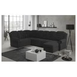 Wohnlandschaft Home Affaire "Boston U-Form" Sofas Gr. B/H/T: 333 cm x 102 cm x 216 cm, Chenille, langer Schenkel links-Recamiere rechts, Ohne Bettfunktion-ohne Schubkasten, schwarz (black) Gemütliche Wohnlandschaft mit hoher Rückenlehne in klassischem Design