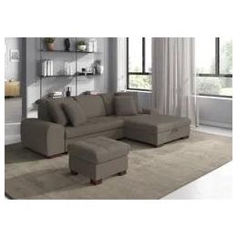 Sit & More Ecksofa SIT&MORE "Luxor L-Form" Sofas Gr. B/H/T: 275 cm x 82 cm x 173 cm, Struktur fein, mega-Recamiere rechts, ohne Bettfunktion-ohne Bettkasten-ohne Kopfteilverstellung, beige (dunkelbeige) wahlweise mit Bettfunktion, Bettkasten und Kopfteilverstellung