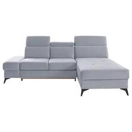 Ecksofa Inosign "Cardiz L-Form" Sofas Gr. B/H/T: 246 cm x 83 cm x 173 cm, Struktur fein, Recamiere rechts, ohne Bettfunktion-ohne Bettkasten, grau inkl.Kopfteilverstellung und Federkern wahlweise mit Bettfunktion