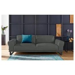 2,5-Sitzer W.Schillig "montanaa" Sofas Gr. B/H/T: 232cm x 78cm x 94cm, Longlife Xtra-Leder Z69, grau (anthrazit z69) mit Metallkufen in Schwarz pulverbeschichtet, Breite 232 cm