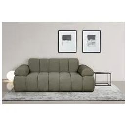 2-Sitzer Inosign "LYOTH" Sofas Gr. B/H/T: 180cm x 71cm x 93cm, Struktur weich, grün (oliv) moderne Steppung, Armlehnen in Kissenoptik, BTH: 1809371 cm