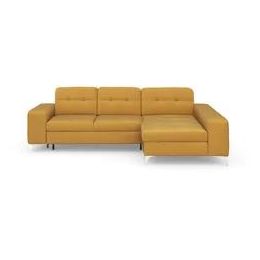 Sit & More Ecksofa SIT & MORE "Baviene L-Form" Sofas Gr. B/H/T: 286cm x 92cm x 176cm, Luxus-Microfaser Paris, Recamiere rechts, ohne Bettfunktion-ohne Bettkasten, gelb (senf) inklusive Sitztiefenverstellung und Federkern, wahlweise Bettfunktion