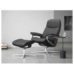 Relaxsessel stressless "Consul" Sessel Gr. ROHLEDER Stoff Q2 FARON, Cross Base Wenge, Relaxfunktion-Drehfunktion-PlusTMSystem-Gleitsystem-BalanceAdaptTM, B/H/T: 82cm x 102cm x 72cm, grau (dark grey q2 faron) mit Hocker, Cross Base, Größe S, M & L, Holzakzent Wenge