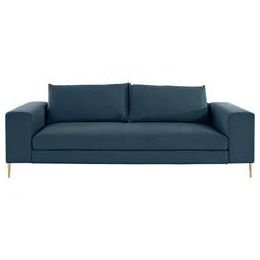 3-Sitzer OTTO products "Finnja" Sofas Gr. B/H/T: 247 cm x 83 cm x 103 cm, Luxus-Microfaser mit Prägung, blau (dunkelblau) 3-Sitzer-Sofa Sofas mit Recycling-Bezug