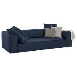 3-Sitzer W.Schillig "around-the-block" Sofas Gr. B/H/T: 260 cm x 66 cm x 104 cm, Longlife Xtra-Leder Z59, blau (blau z59) mit eleganter Biese, Federkern