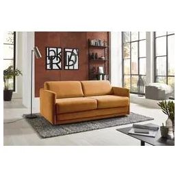 Schlafsofa Places of Style "Limone" Sofas Gr. B/H/T: 178cm x 82cm x 93cm, Struktur soft, orange (safran-orange) für Dauerschläfer geeignet inklusive hochwertige Matratze