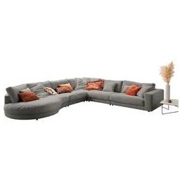 Ecksofa 3C Candy "Enisa II L-Form" Sofas Gr. B/H/T: 395cm x 86cm x 225cm, Flachgewebe, langer Schenkel links, grau (anthrazit) incl. 3 Flatterkissen, wahlweise mit Flecken-Schutz-Bezug Easy care