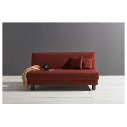 ell+ell Schlafsofa ELL + "Enny" Sofas Gr. B/T: 180cm x 100cm, Flachgewebe, Gel-Sandwichpolster, ohne Relaxfunktion, rot Breite 180 cm, Liegehöhe 45 Füße schwarz