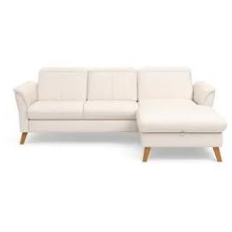 Sit & More Ecksofa SIT & MORE "Romero L-Form" Sofas Gr. B/H/T: 245cm x 91cm x 178cm, Luxus-Microfaser ALTARA NUBUCK, Recamiere rechts, ohne Federkern-mit Kopfteilverstellung-mit Bettfunktion-mit Bettkasten-ohne motorische Relaxfunktion, beige (creme) wahlweise mit oder ohne Relax-Funktion, Bettfunktion, Bettkasten