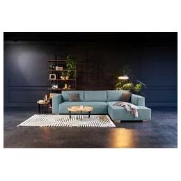 Ecksofa Tom Tailor HOME "HEAVEN STYLE XL" Sofas Gr. B/H/T: 302cm x 85cm x 221cm, Struktur grob TCU, Recamiere rechts, ohne Bettfunktion-ohne Bettkasten-Metallfuß, blau (fresh tcu 6) aus der COLORS COLLECTION, wahlweise mit Bettfunktion & Bettkasten