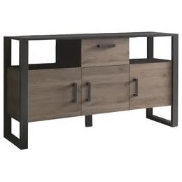 HOMETREND Sideboard INOSIGN "NORDI" Sideboards Gr. B/H/T: 159cm x 89,7cm x 44,7cm, Soft Close,, schwarz (schwarz und okapi nuss) Kommode, Breite 159,9 cm